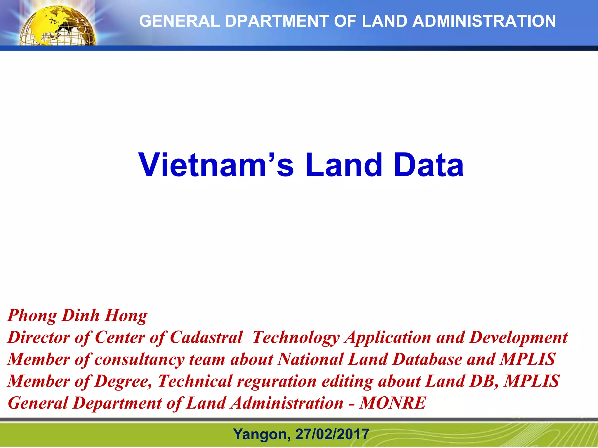 Vietnam’s Land Data | PPTX