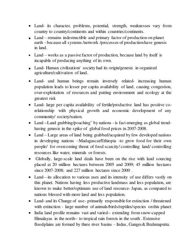 Land Role, Importance and Implications for Human Living and ...