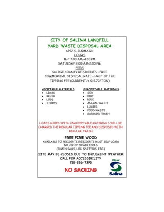 City of Salina Flyer-Landfill Yard Waste Disposal Information | PDF