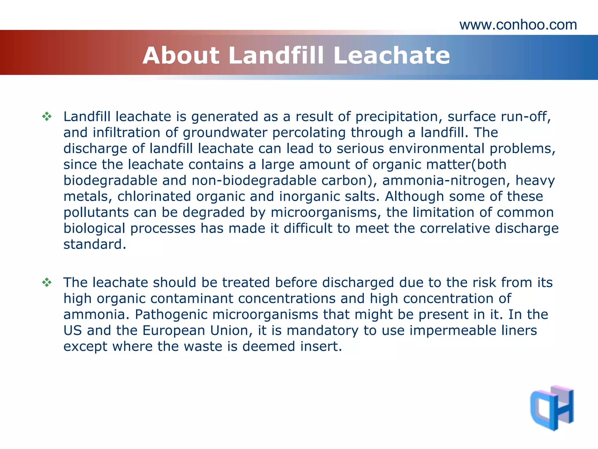 Landfill leachate treatment practical case | PDF