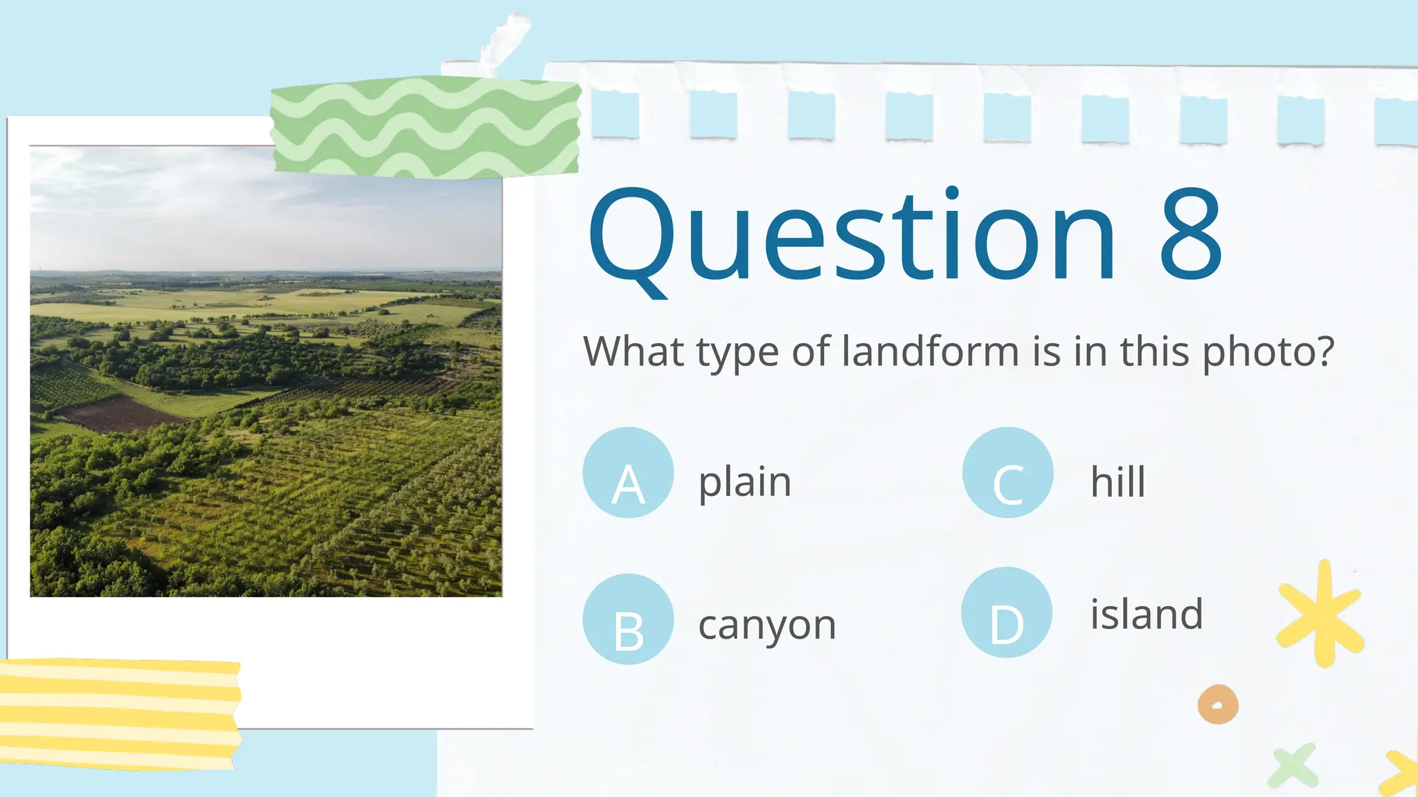 Landform Quiz Presentation in Blue Orange Yellow Pastel Illustrative ...