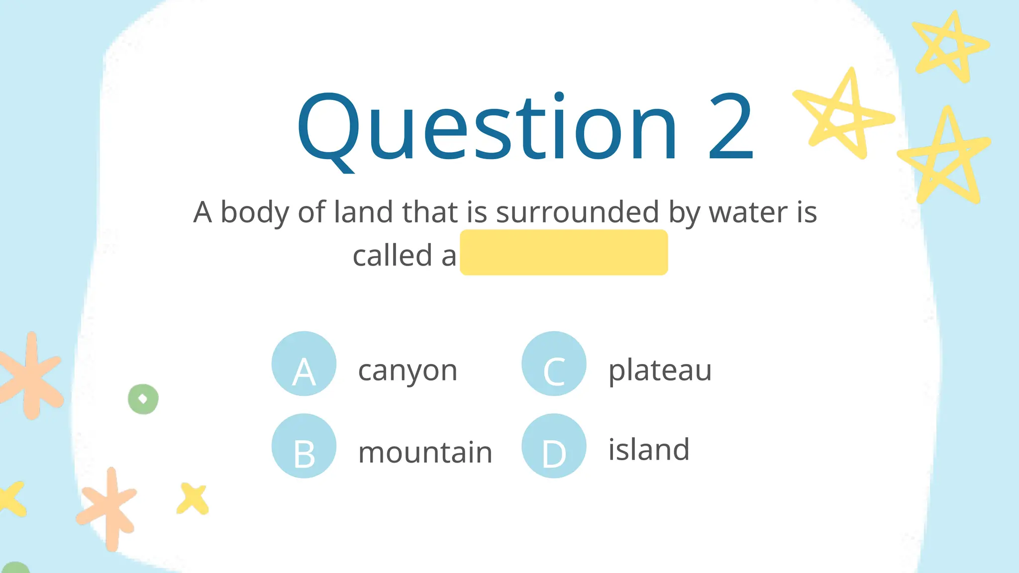 Landform Quiz Presentation in Blue Orange Yellow Pastel Illustrative ...