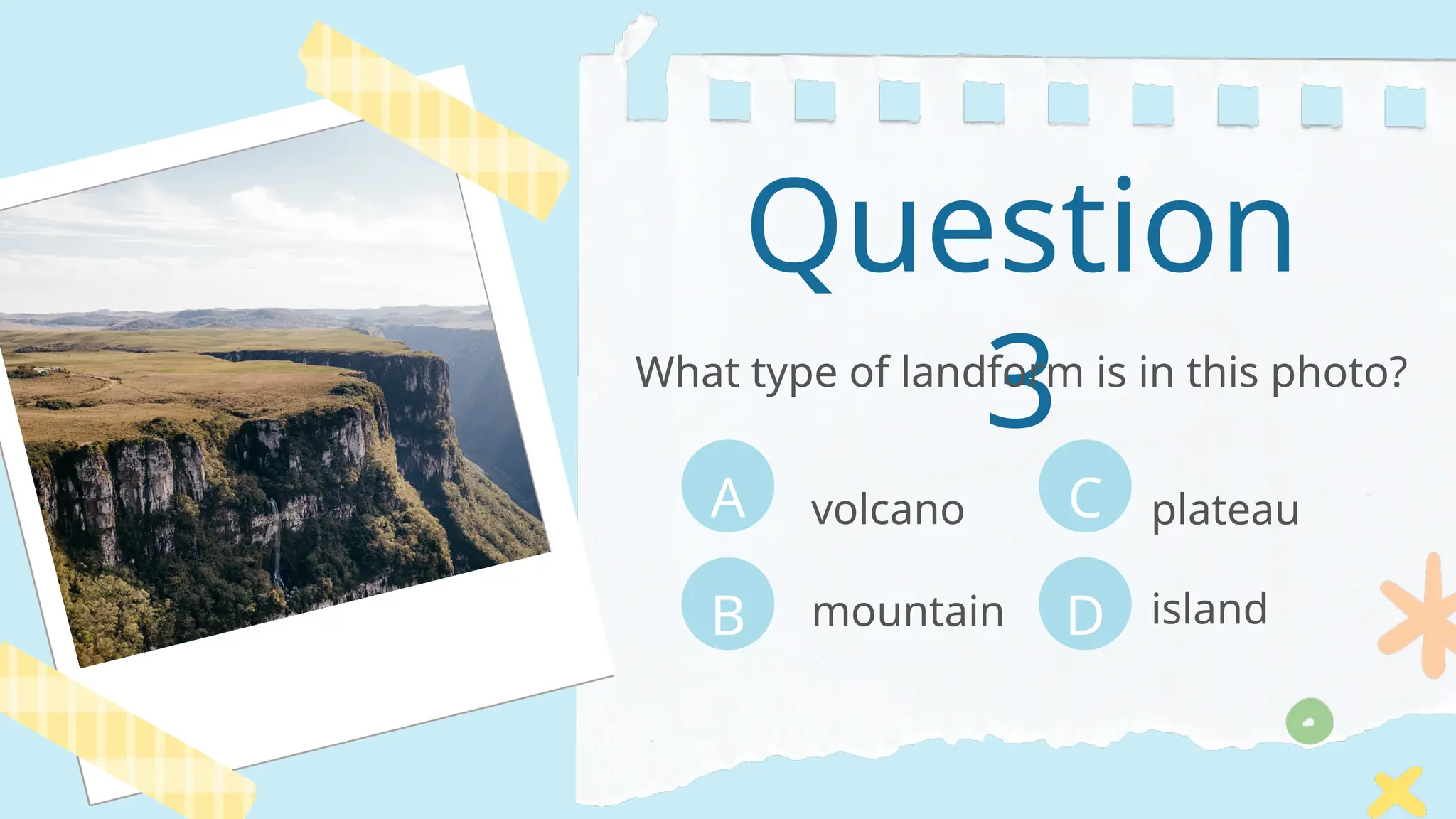 Landform Quiz Presentation in Blue Orange Yellow Pastel Illustrative ...