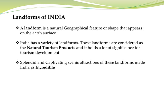 Landforms of India | PPTX | Asia Travel | Travel Locations