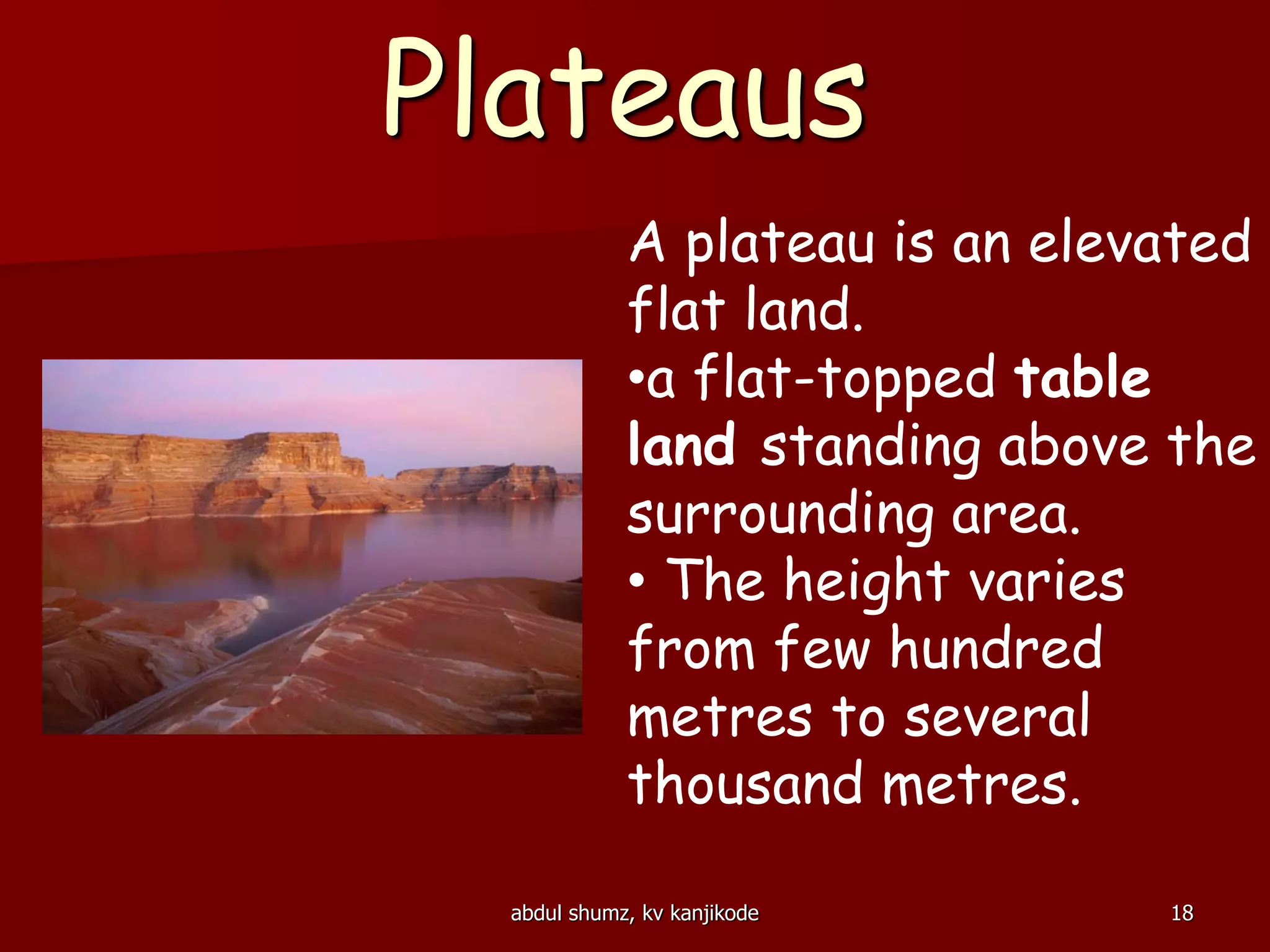 Major Landforms on Earth, Geography class 6 cbse | PDF