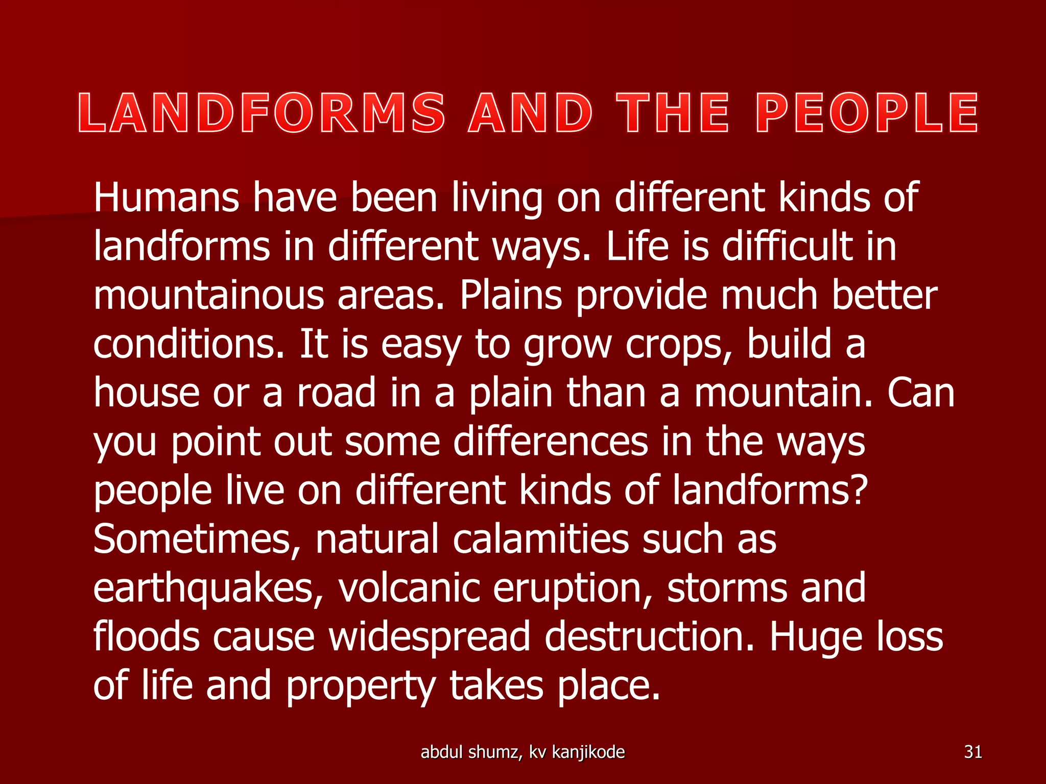 Major Landforms on Earth, Geography class 6 cbse | PDF