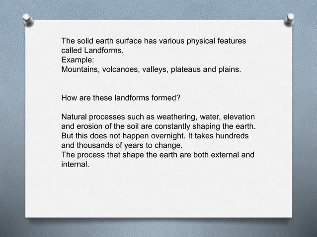 LANDFORMS 1.pptx for class 6 icse syllab | PPTX | Geology | Science