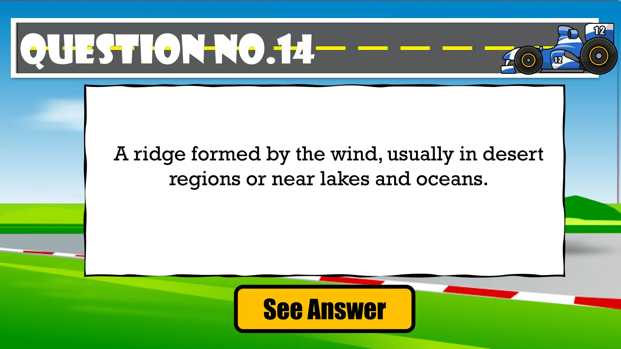 It is a game called car racing game that talks about the landforms and bodies of water | PPTX