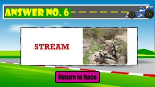 It is a game called car racing game that talks about the landforms and ...