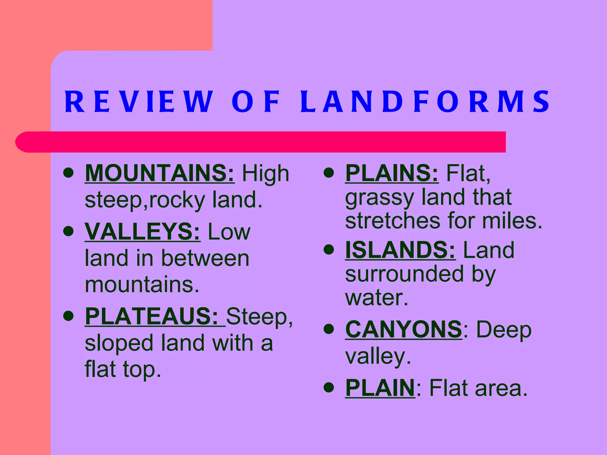 Landforms ppt | PPT | Geography | Science