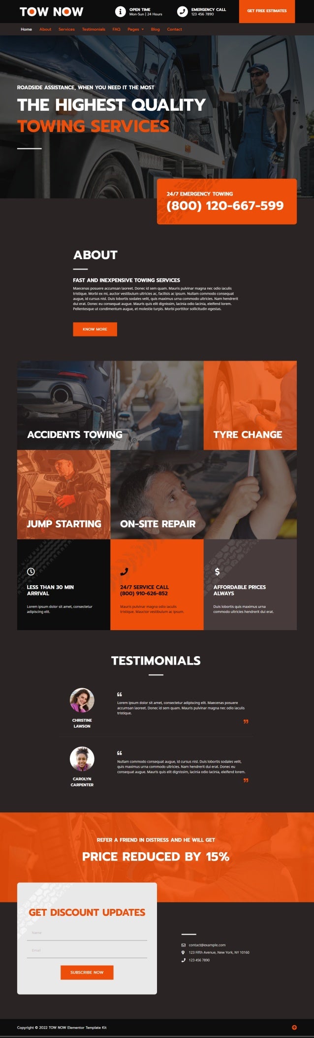 Towing Service Website Landing Page Design With Wordpress Elementor - ⭐ ...