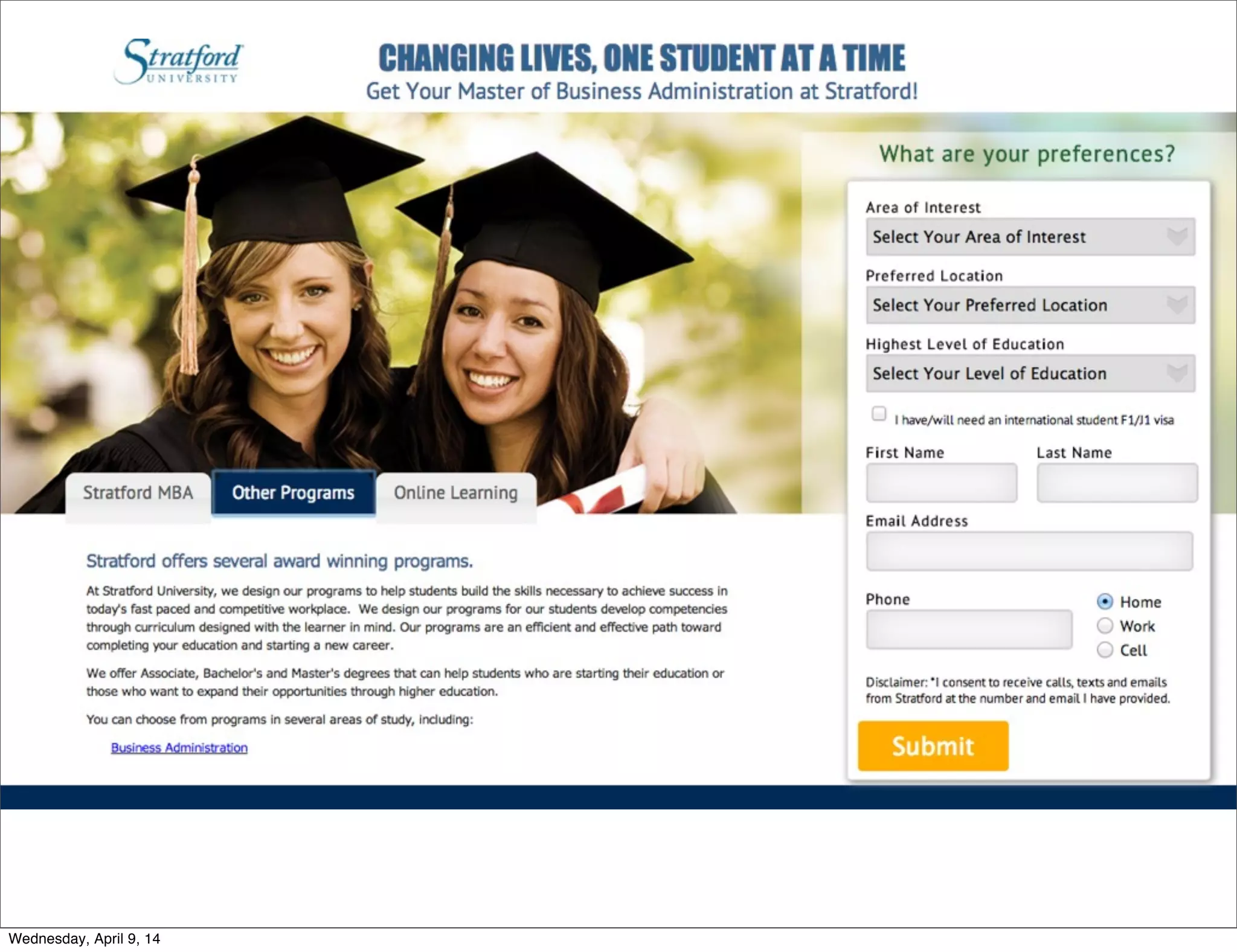 Landing Page examples for SBS | PPT