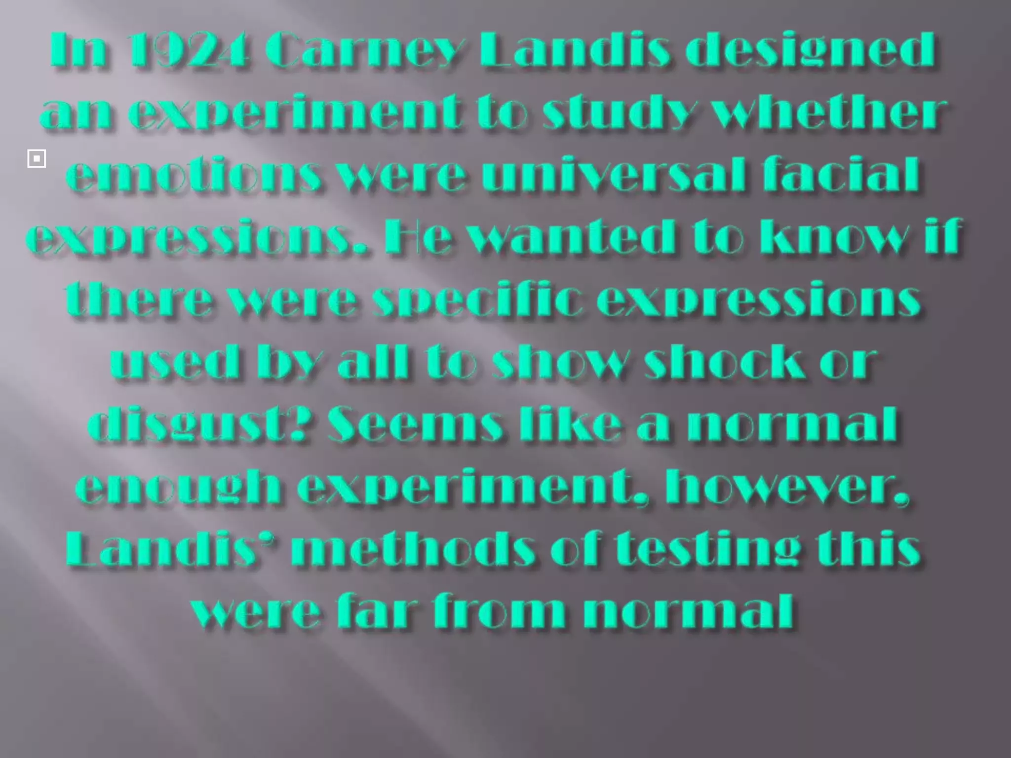 Landis Facial Expression Experiment Ppt