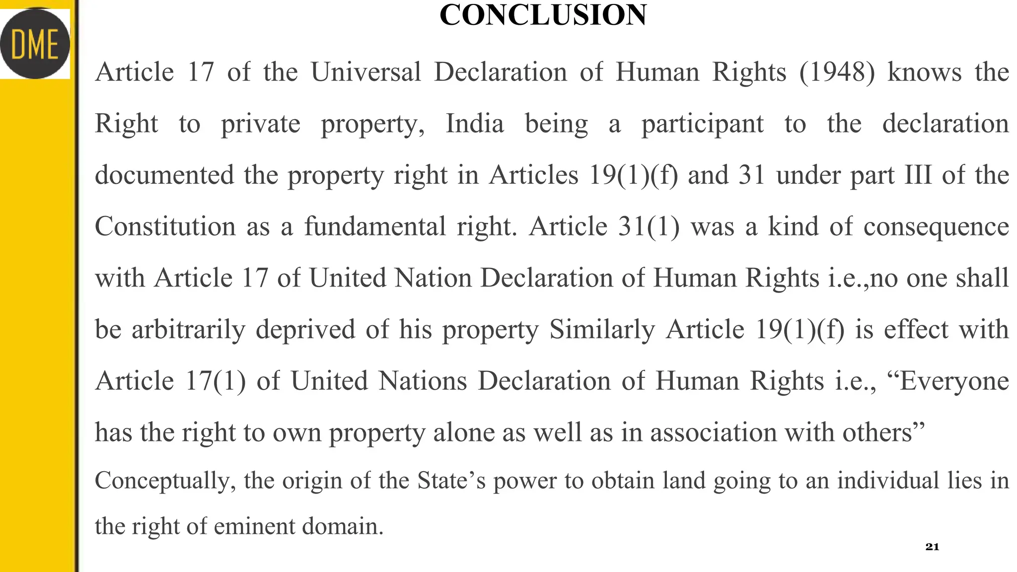 land law - eminent domain( history, evolution and legal mandate) | PPTX