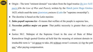 land law - eminent domain( history, evolution and legal mandate) | PPTX