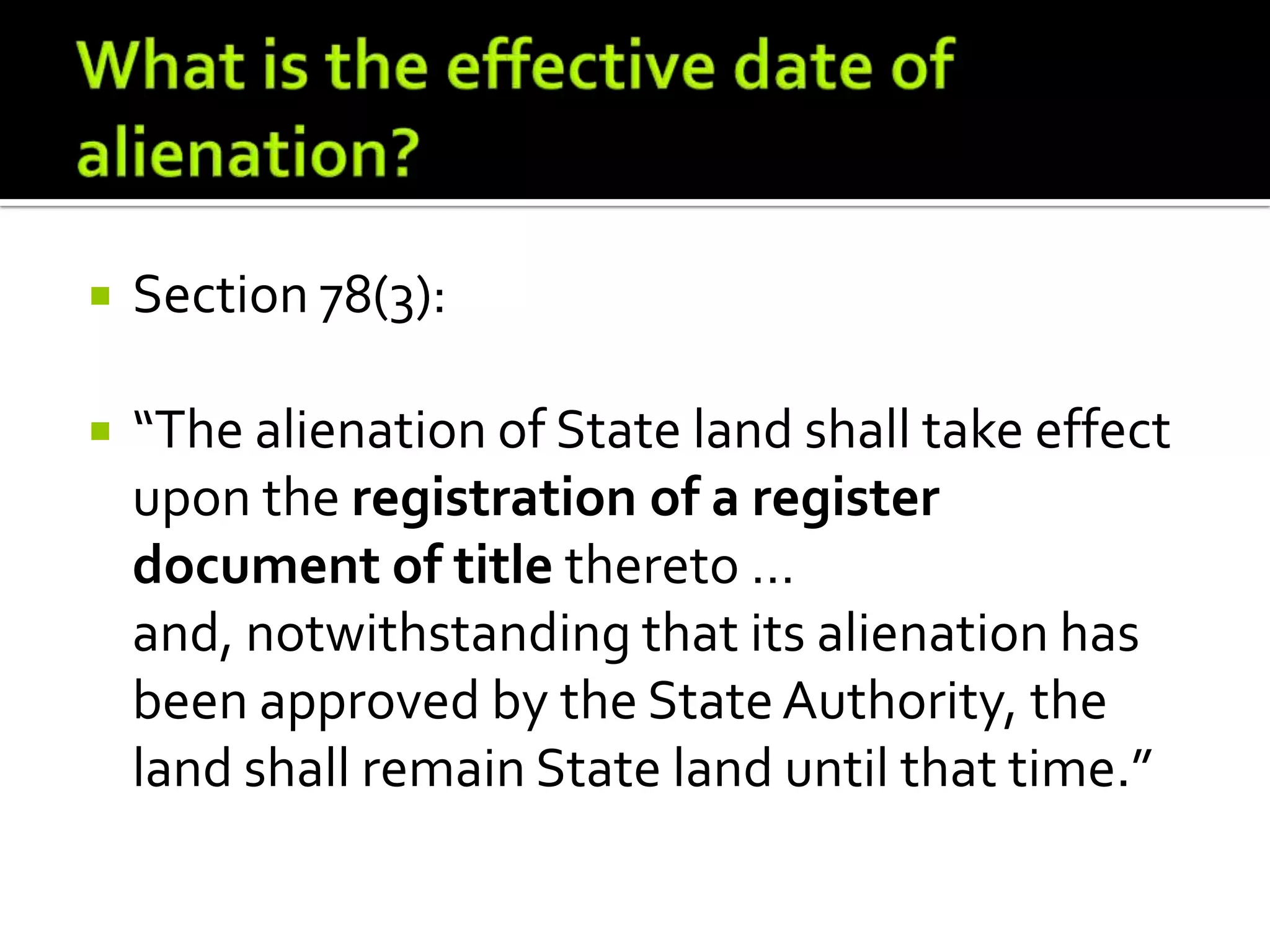 Land law 1 alienation 2014 | PPTX