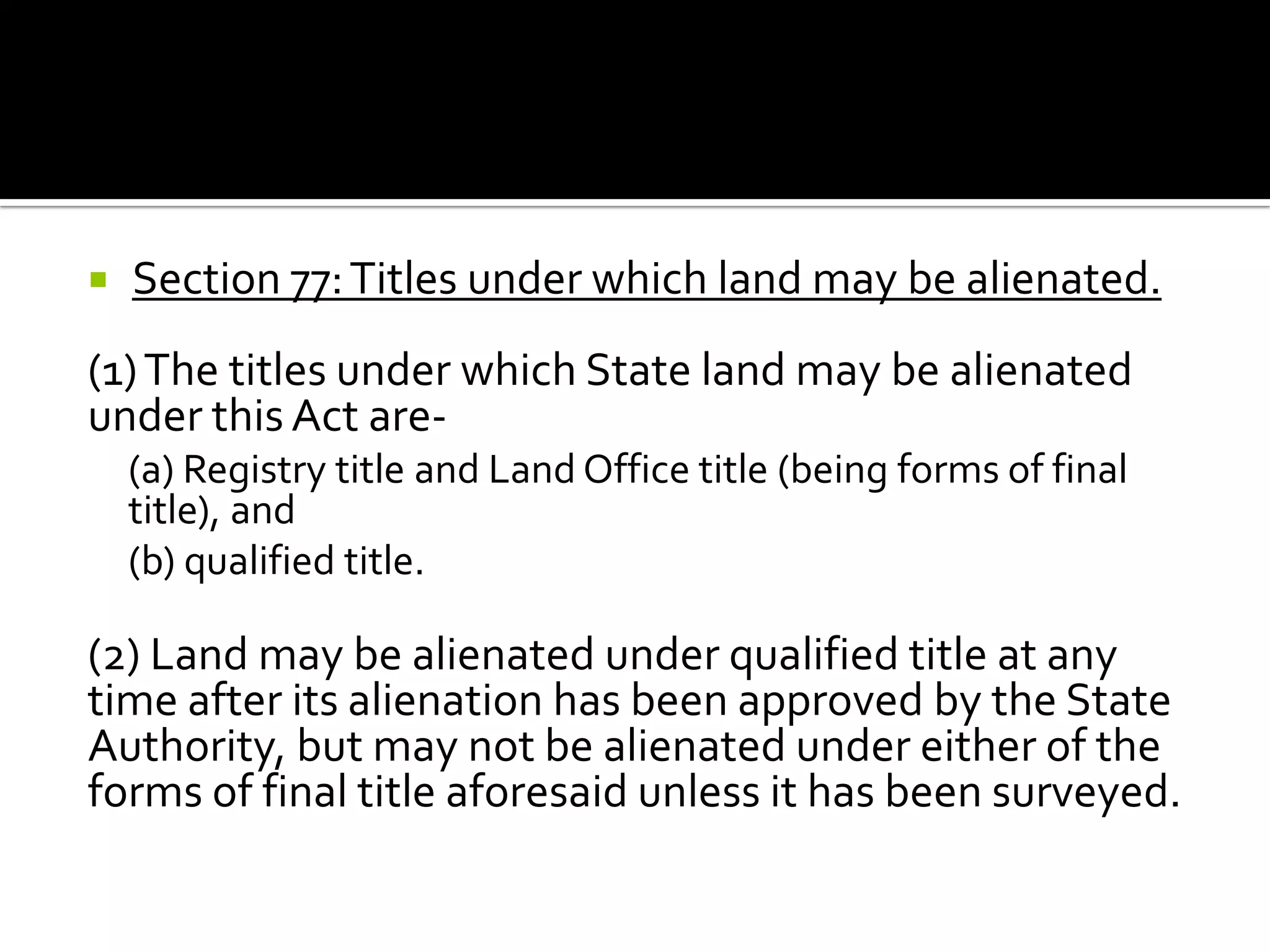 Land law 1 alienation 2014 | PPTX
