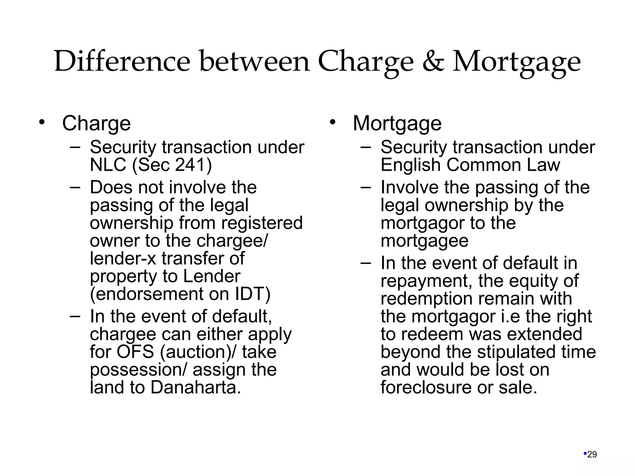 Land law ii (charge general) | PPT