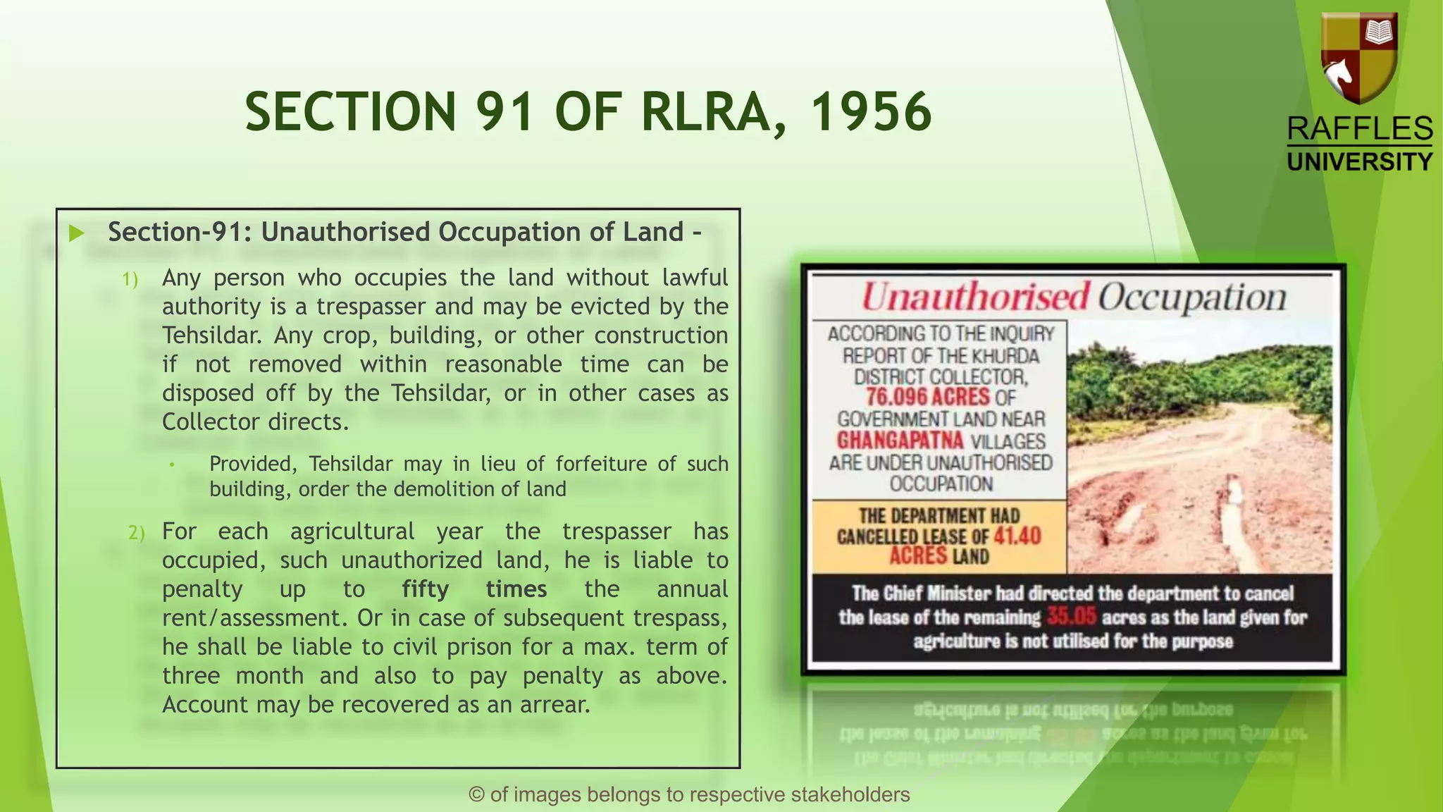 Section 88 to 105 of Rajasthan Land Revenue Act | PPTX