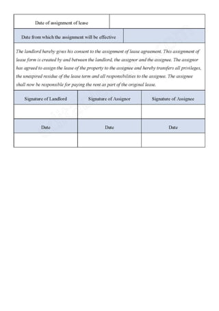 Landlord Consent to Assignment Fillable PDF Template | PDF
