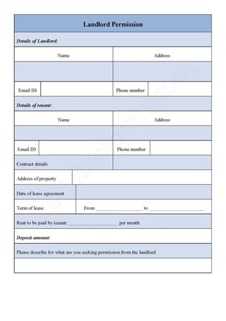 Landlord Permission Fillable PDF Template | PDF