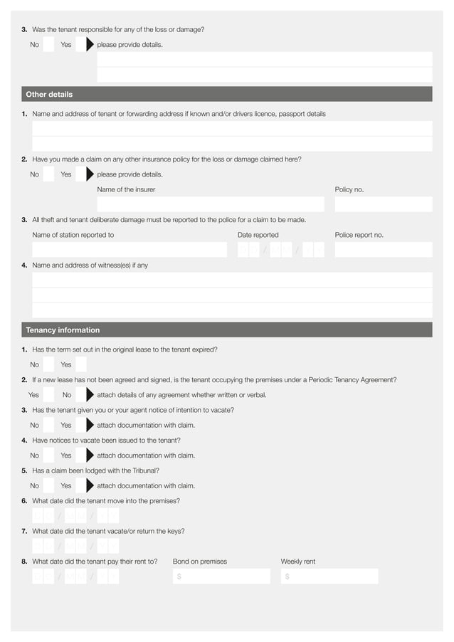 CGU Landlords Claim Form | PDF