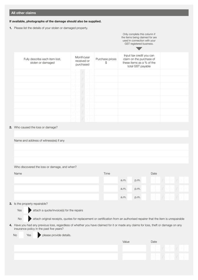 CGU Landlords Claim Form | PDF