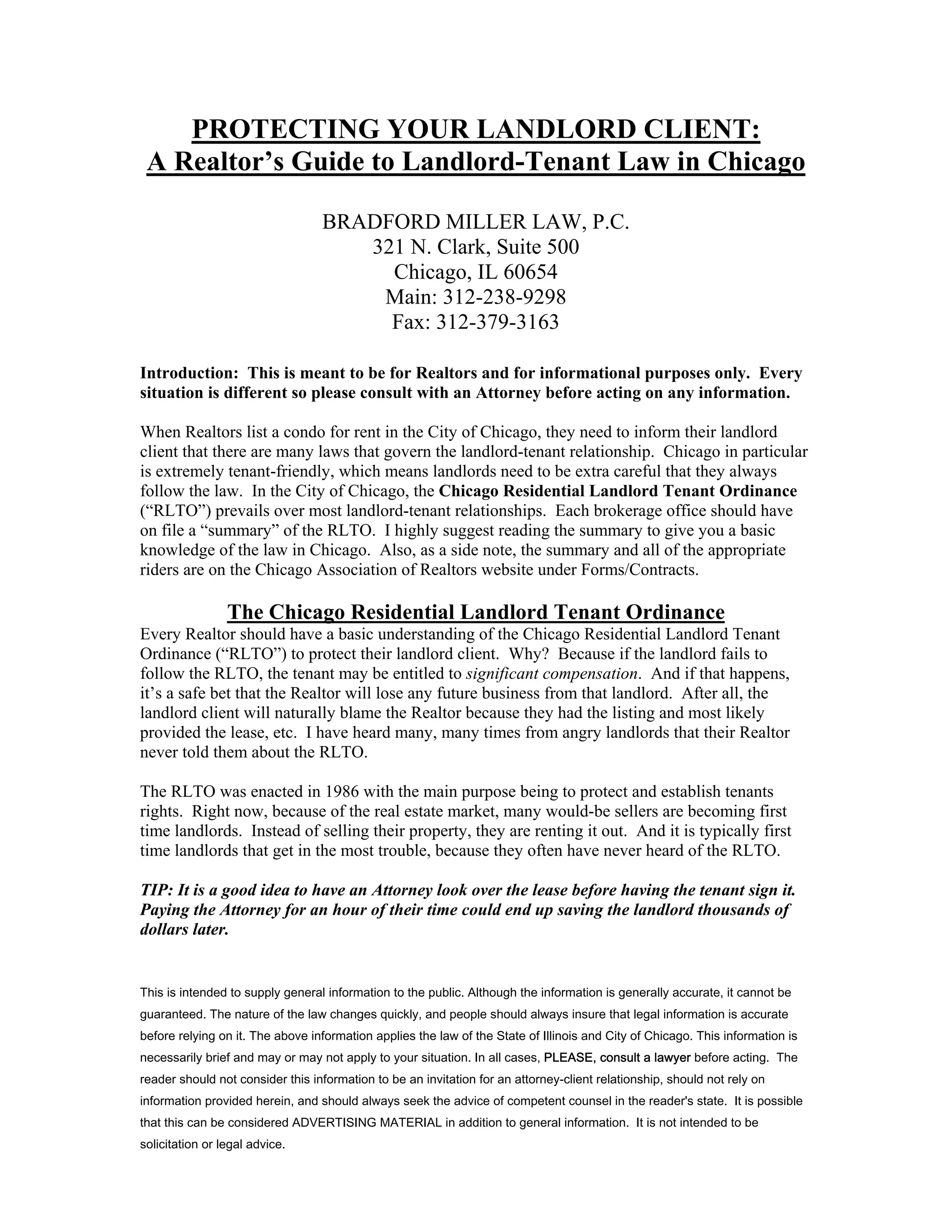 Landlord Tenant Law Handout | PDF