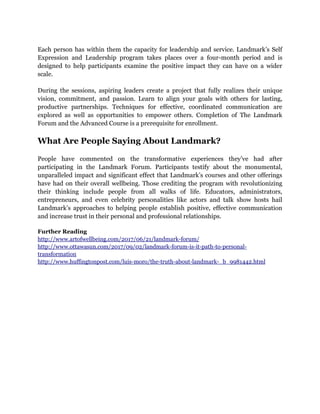 Landmark Forum - Redefine What’s Possible | PDF