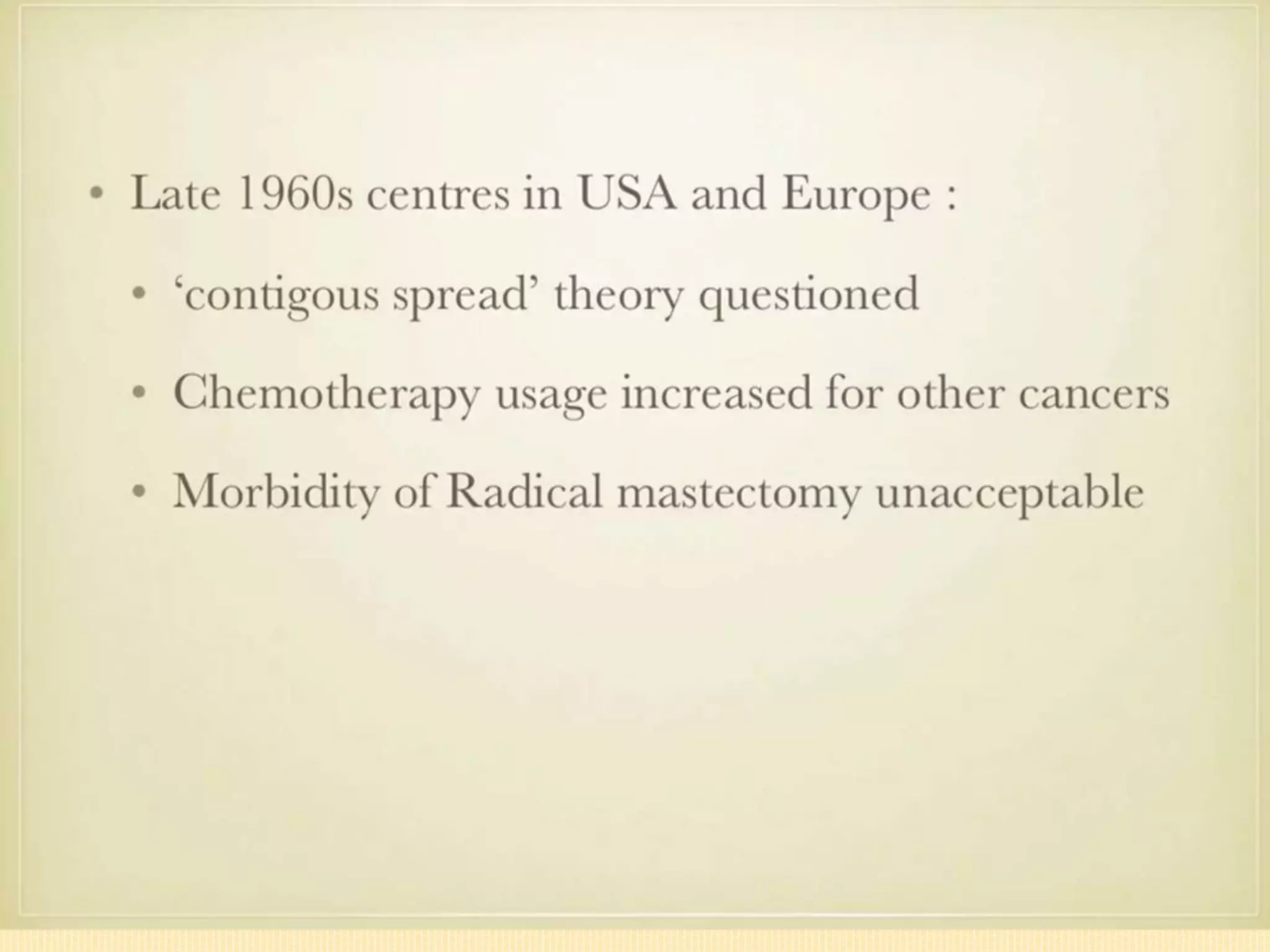 Landmark trials in breast Cancer surgery - NSABP 04,06,MILAN,EORTC ...