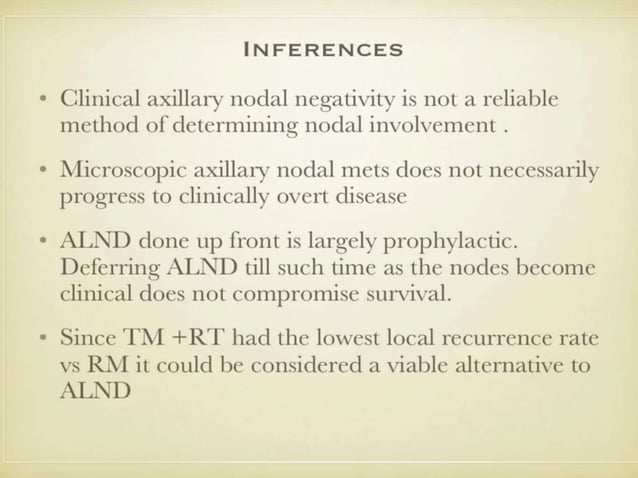 Landmark trials in breast Cancer surgery - NSABP 04,06,MILAN,EORTC ...