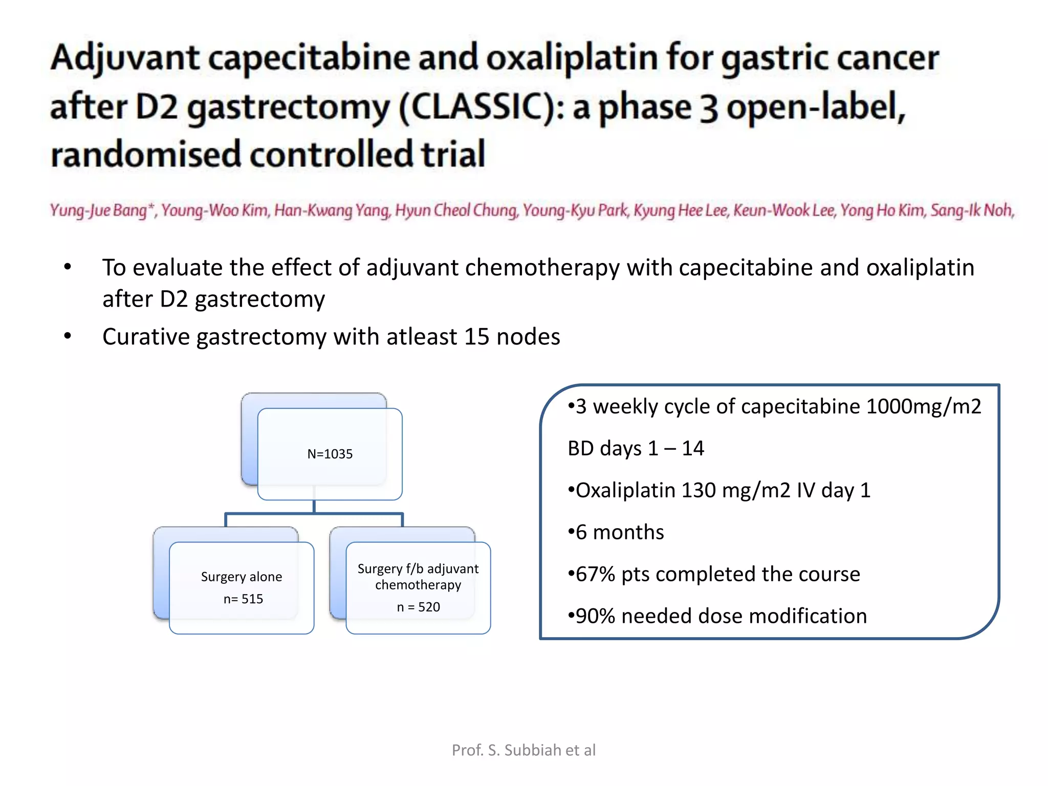 LANDMARK CHEMOTHERAPY AND RADIATION TRIALS IN GASTRIC CANCER.pptx