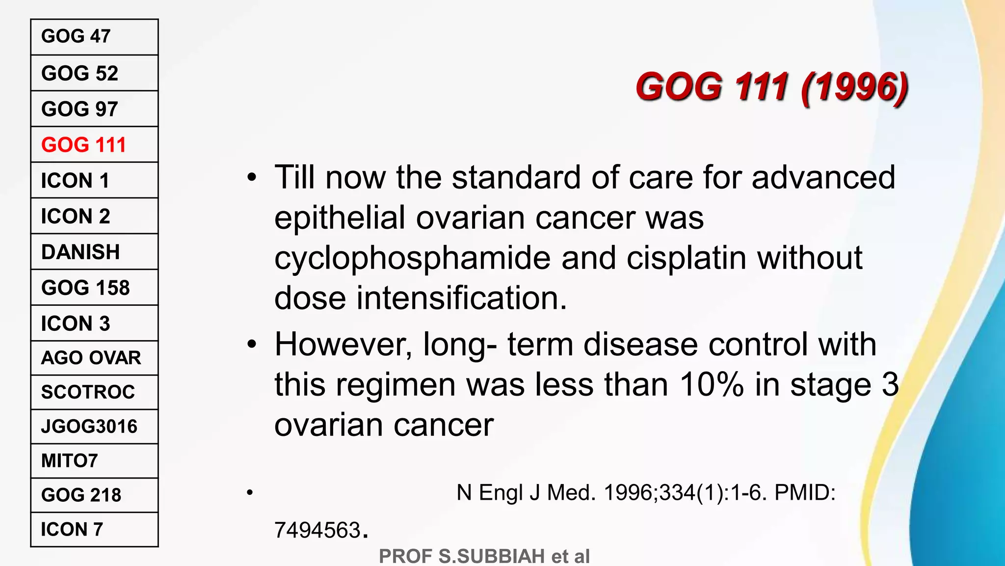 LANDMARK CHEMOTHERAPY TRIALS in Carcinoma Ovary.pptx