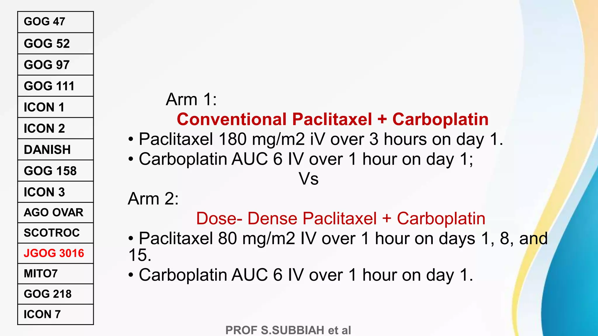 LANDMARK CHEMOTHERAPY TRIALS in Carcinoma Ovary.pptx