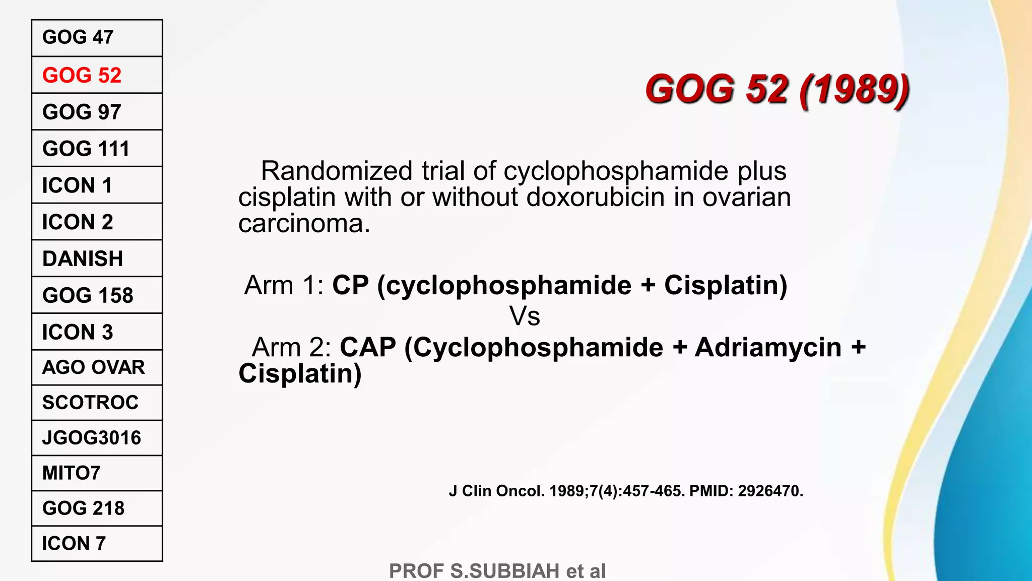 LANDMARK CHEMOTHERAPY TRIALS in Carcinoma Ovary.pptx