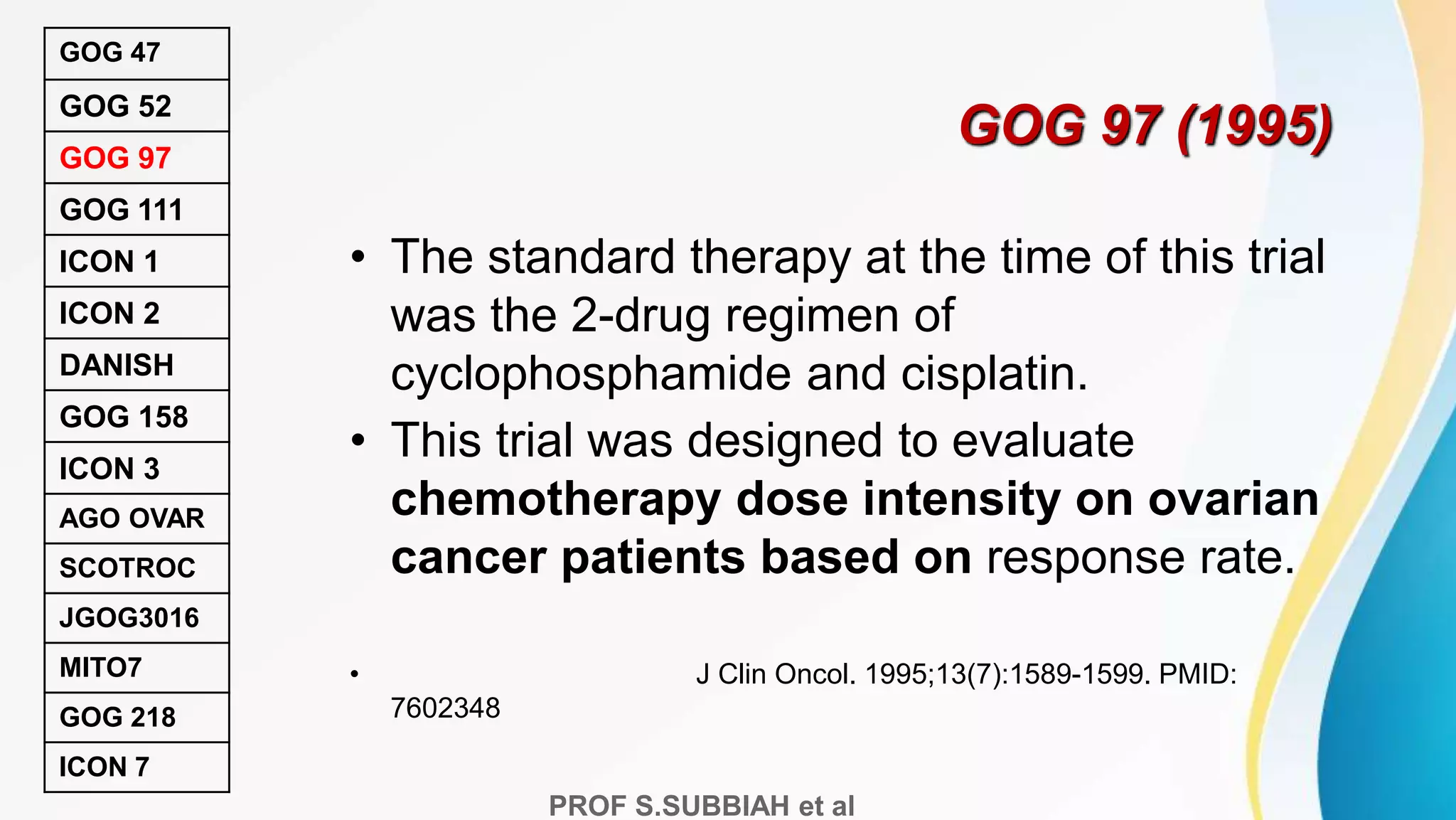 LANDMARK CHEMOTHERAPY TRIALS in Carcinoma Ovary.pptx