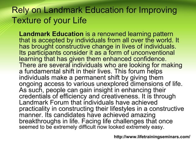 Landmark Education | PPT