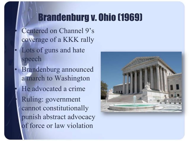 Landmark First Amendment Cases Ppt