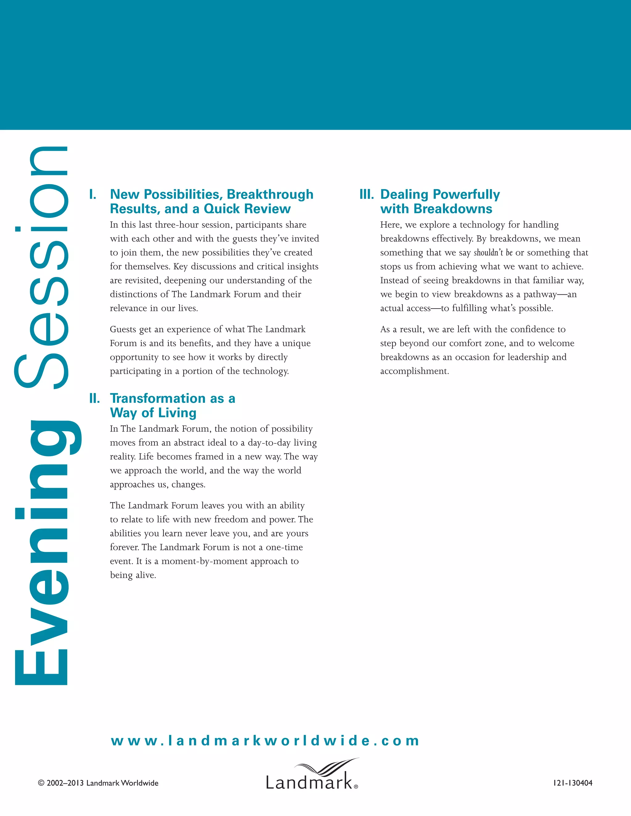 Landmark Forum Syllabus | PDF