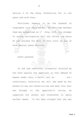 Landmark judgement on 498 a false dowry case | PDF