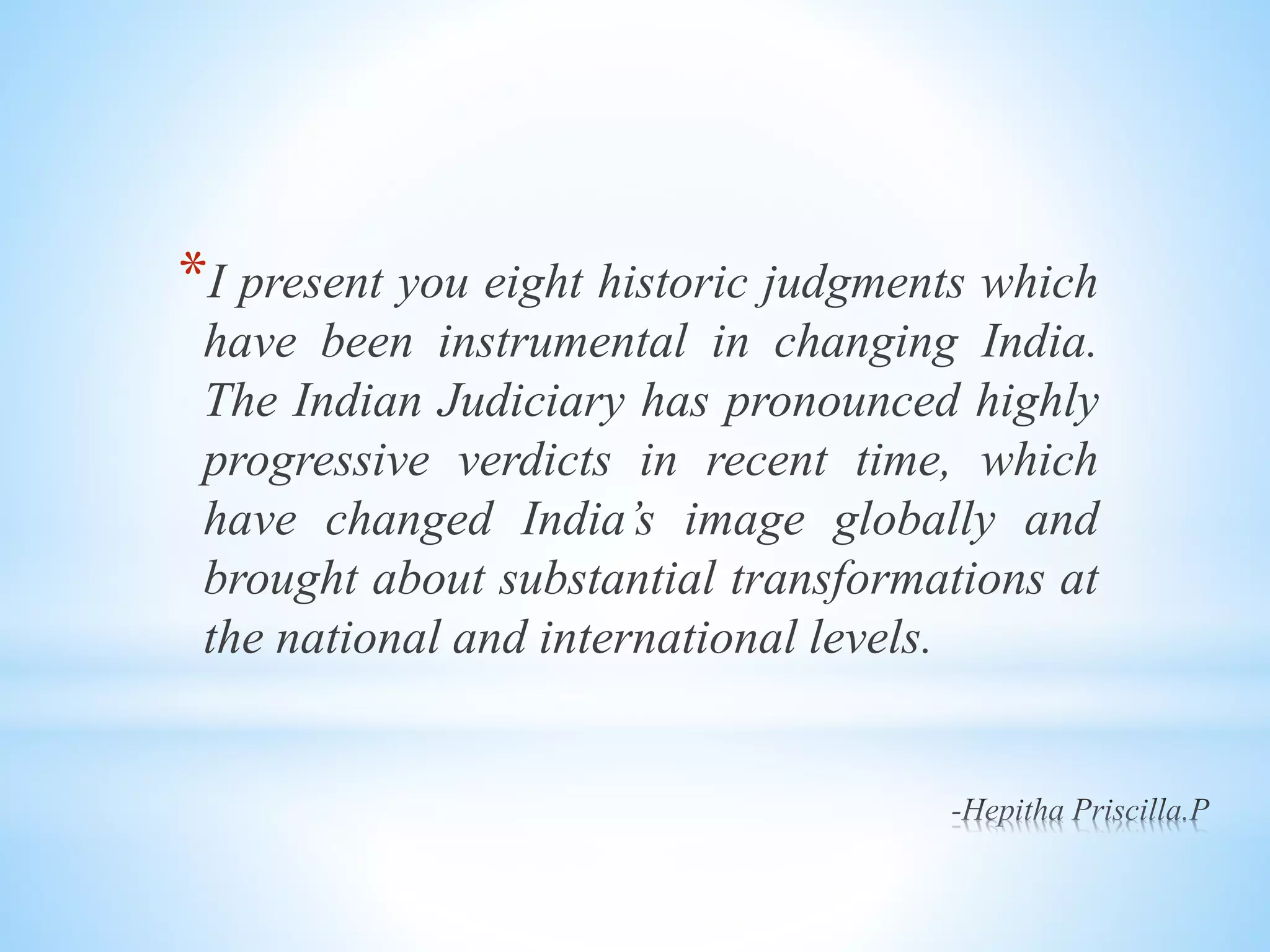 Land mark Judgments that changed India_2019 (constitution) | PPT