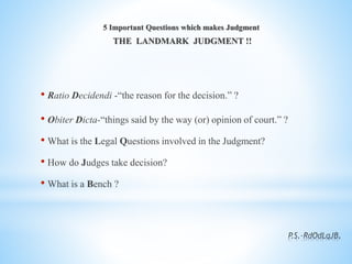 Land mark Judgments that changed India_2019 (constitution) | PPT