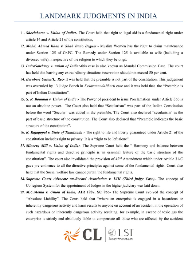 Landmark Judgements in India.pdf