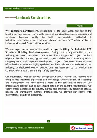 Landmark Constructions, Pune, Contractor | PDF