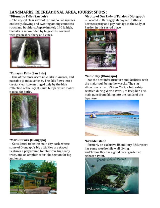 Land marks of region 3 | DOCX | South America Travel | Travel Locations