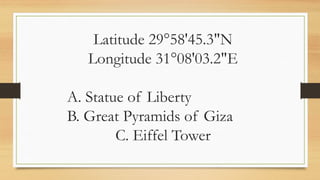 Landmarks of the World Powerpoint Game for Lat and Long | PPT