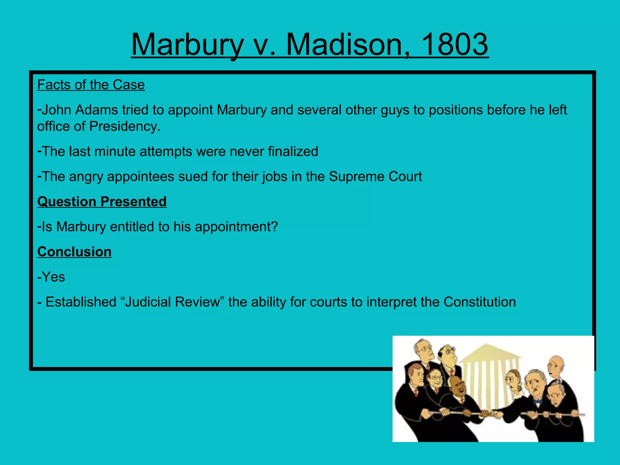 Landmark Supreme Court Cases and how they affected American society. | PPT