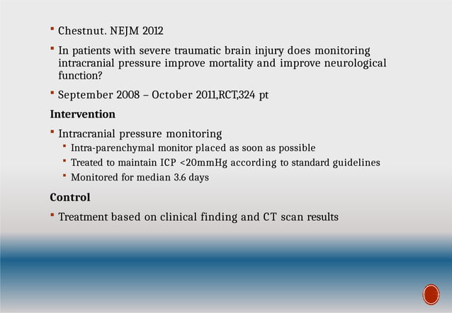 Landmark trials in neuro critical care.pptx | First Aid | Injuries