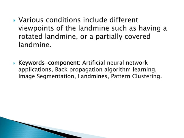 Landmine Detection And Classification Using Mlppptx