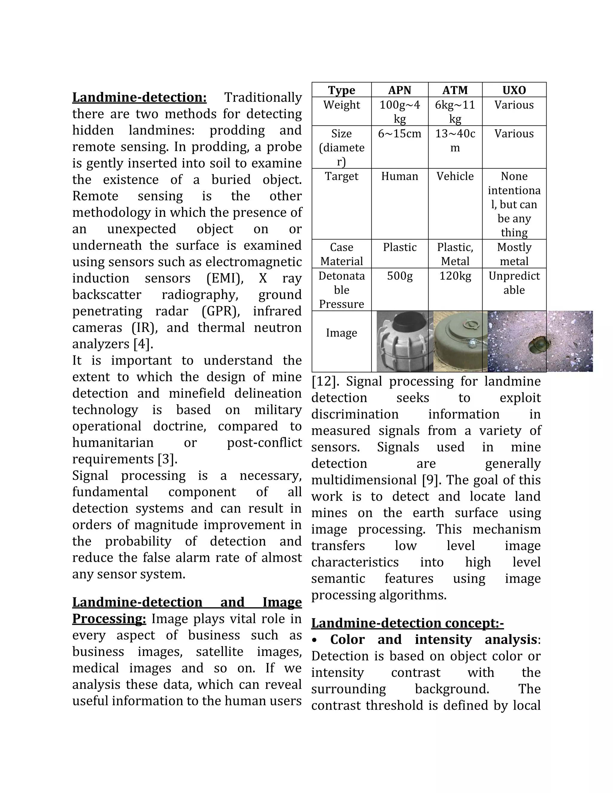 Land Mine Detection and Image Processing | PDF
